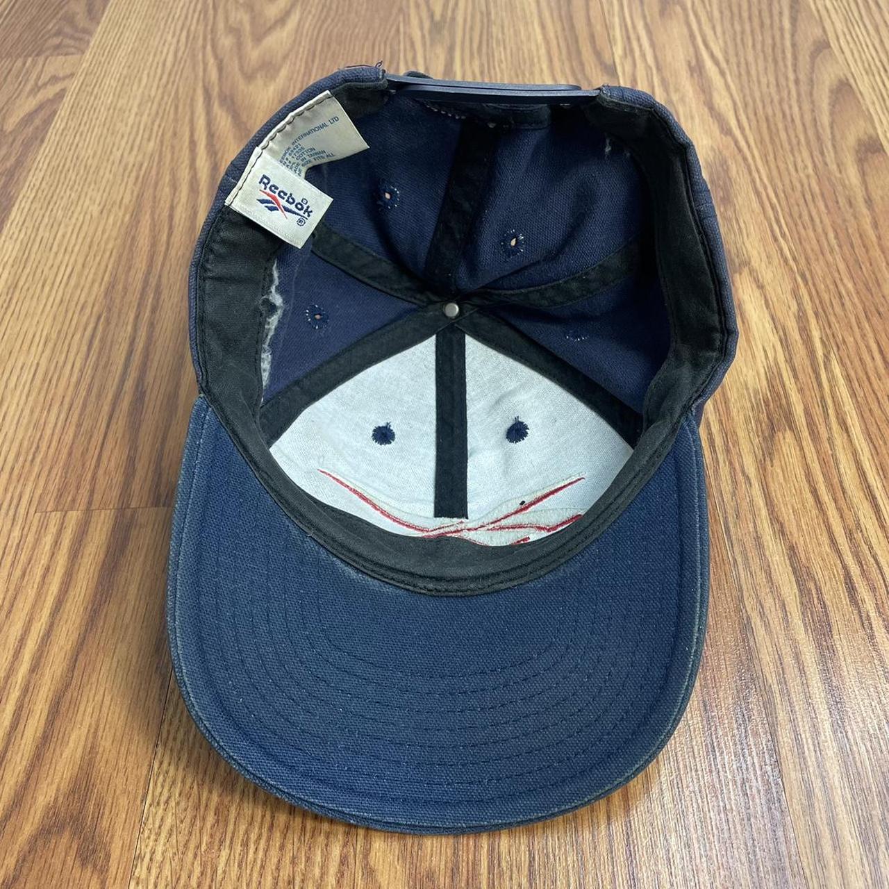 Vtg Reebok Navy Blue Embroidered Logo Snapback Hat Cap - Depop