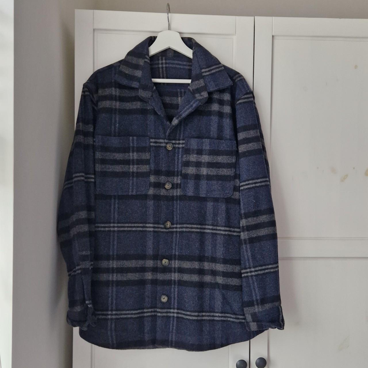 Zara mens navy shacket/overshirt New no tags Grey... - Depop