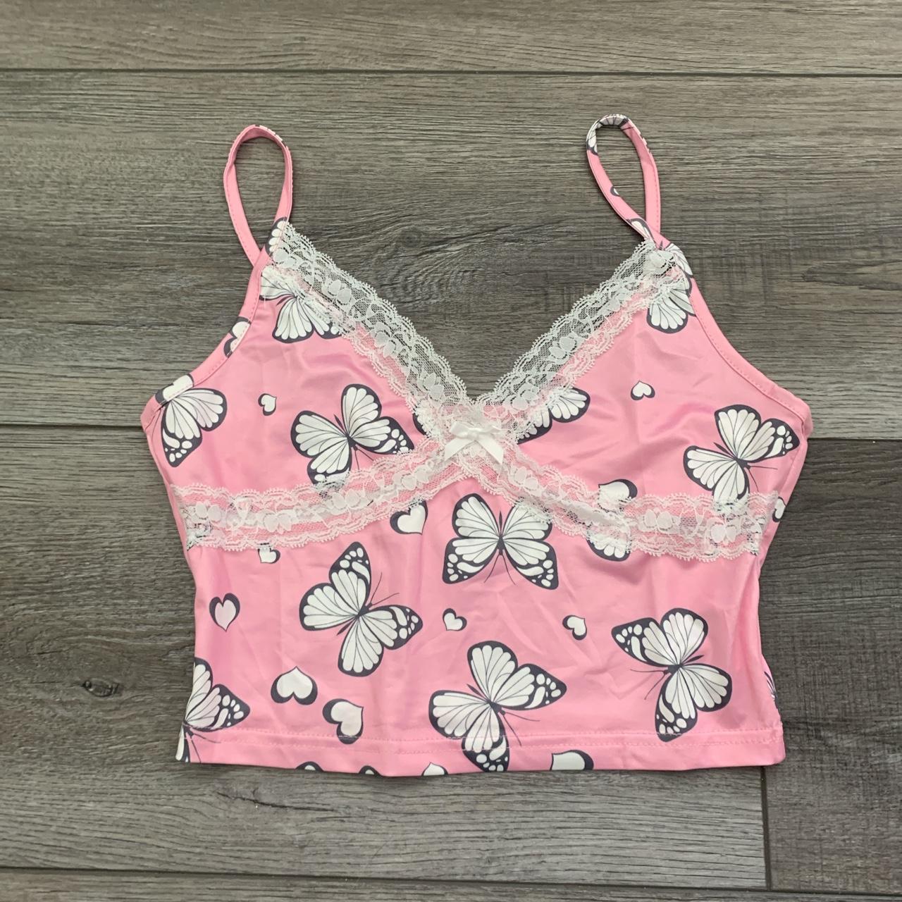 butterfly cami top ive never worn this and it’s in... - Depop