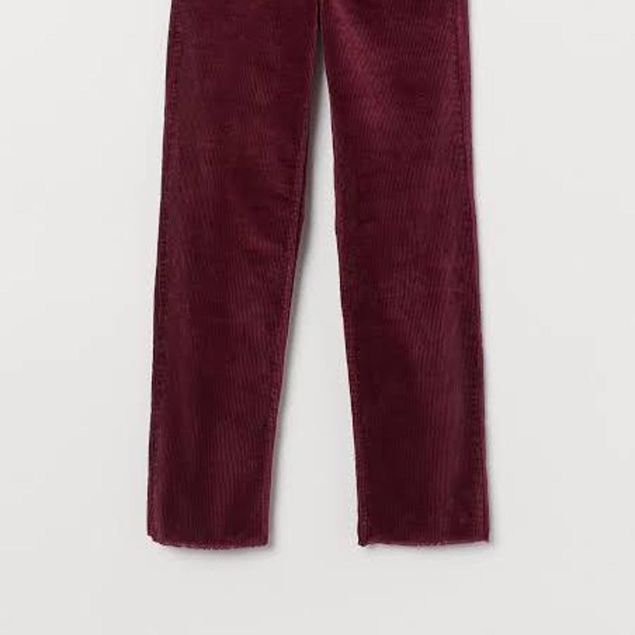 H and m burgundy corduroy pants High waisted... - Depop