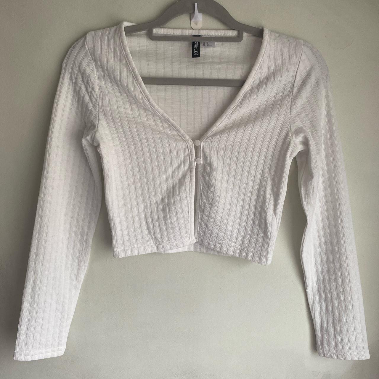 H&M ⚪️ White ribbed cardigan ⚪️ In very good... - Depop