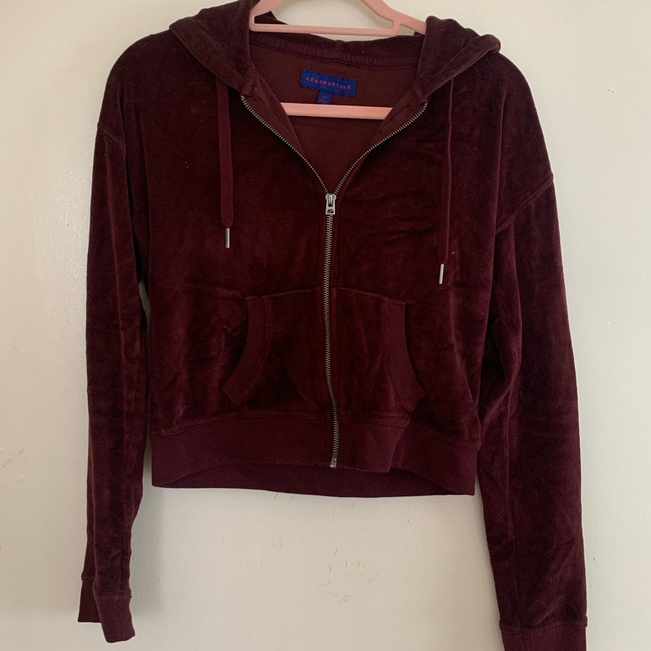Aeropostale maroon velour flare tracksuit. Top... - Depop