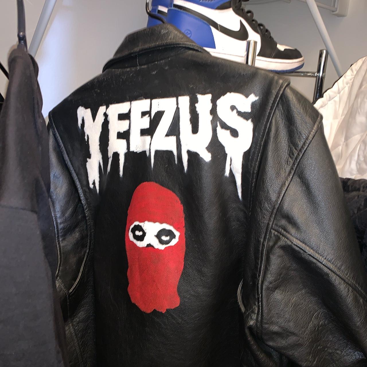 Custom Yeezus tour leather jacket fits large with... - Depop
