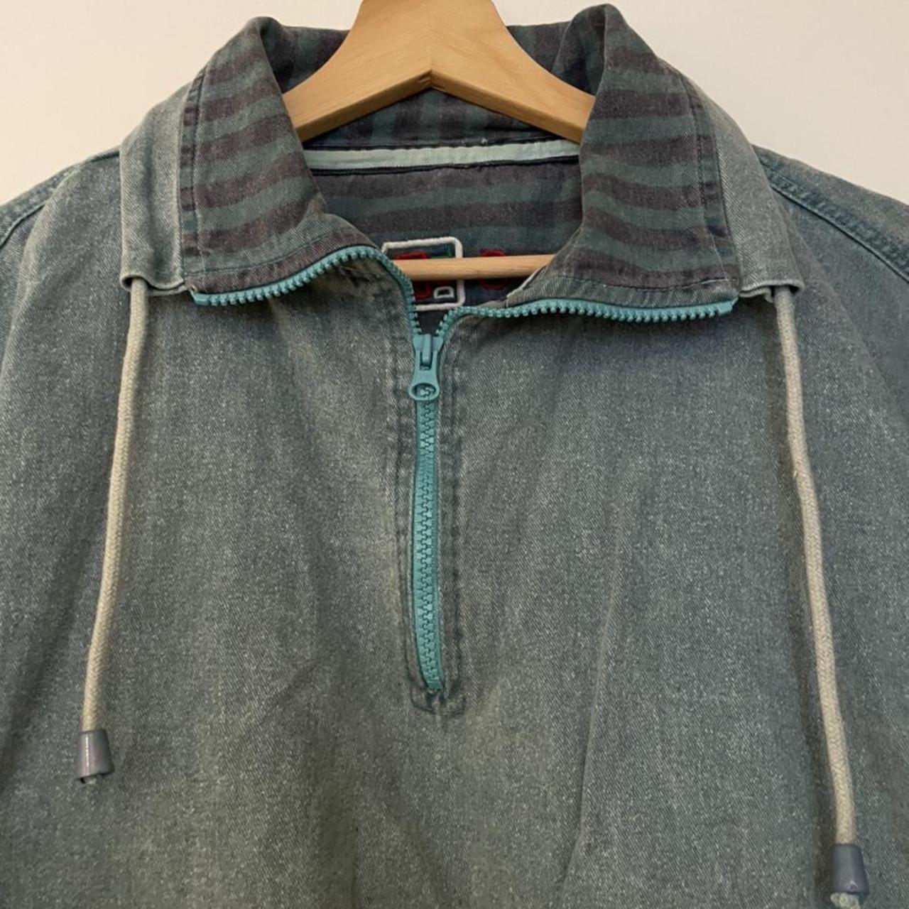 90s style denim over shirt/pull over Size: L - Depop