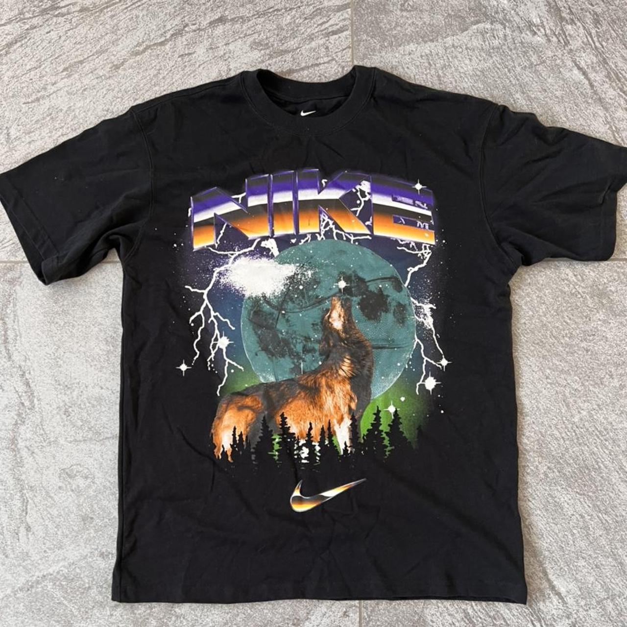 Nike wolf design t shirt heavy weight feel size... - Depop