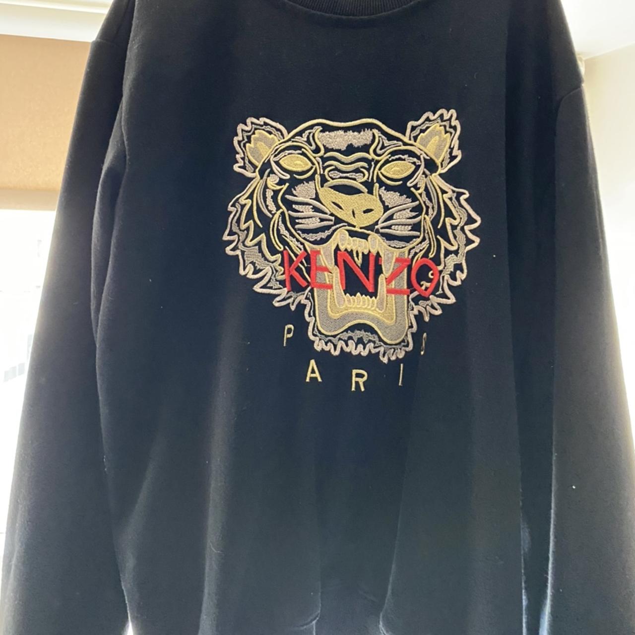 Kenzo crewneck jumper Black/gold/red Fit small/medium - Depop