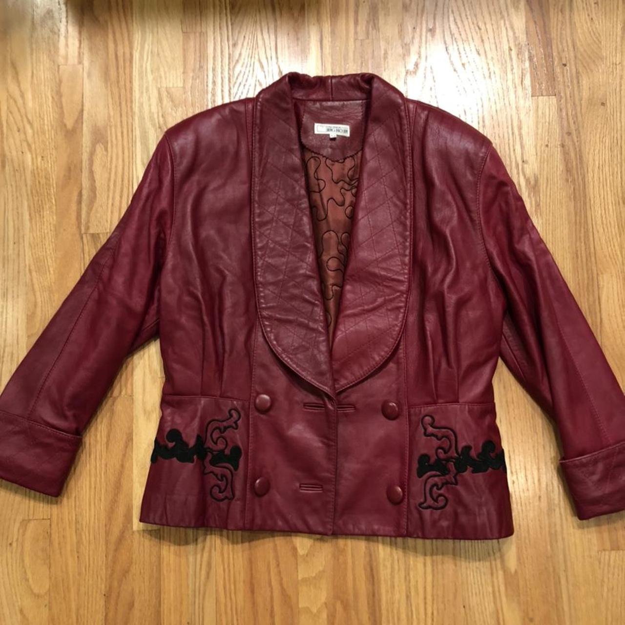 Red vintage leather jacket No flaws Size: women’s... - Depop