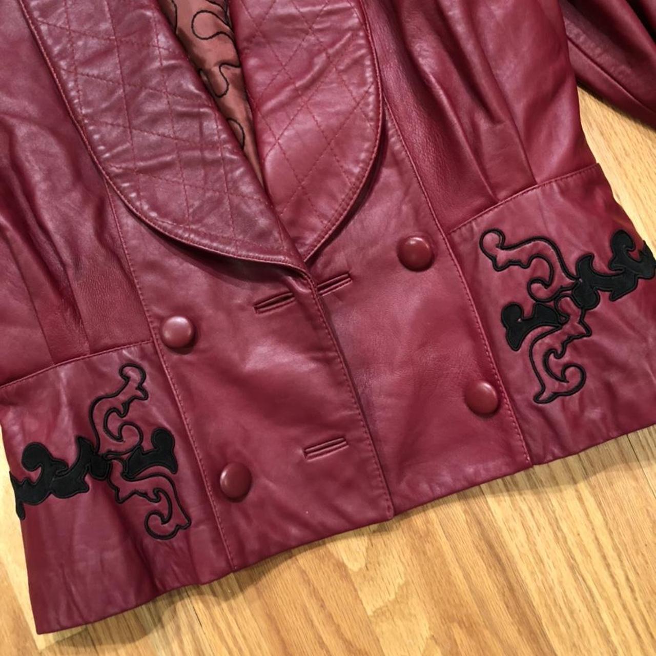 Red vintage leather jacket No flaws Size: women’s... - Depop