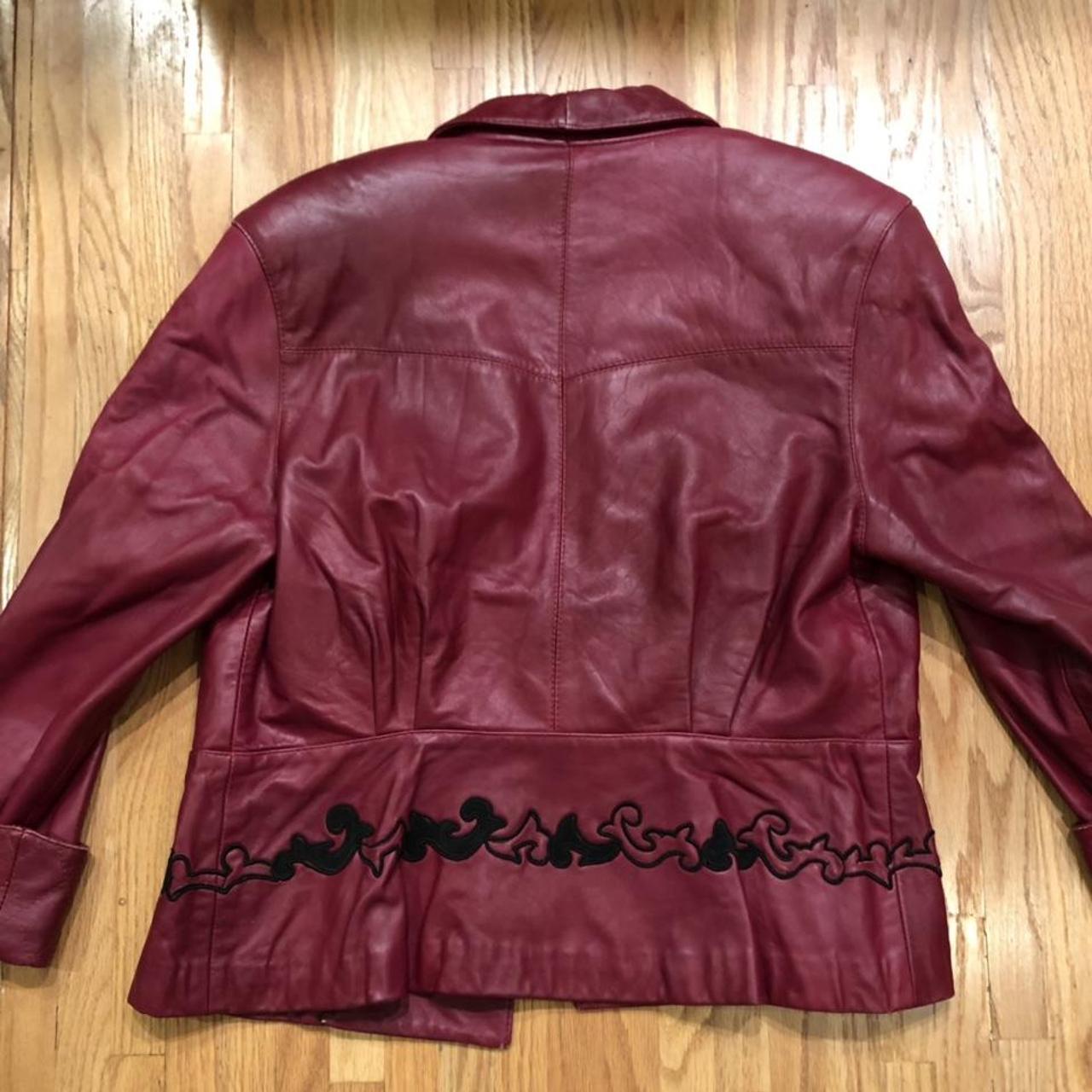 Red vintage leather jacket No flaws Size: women’s... - Depop