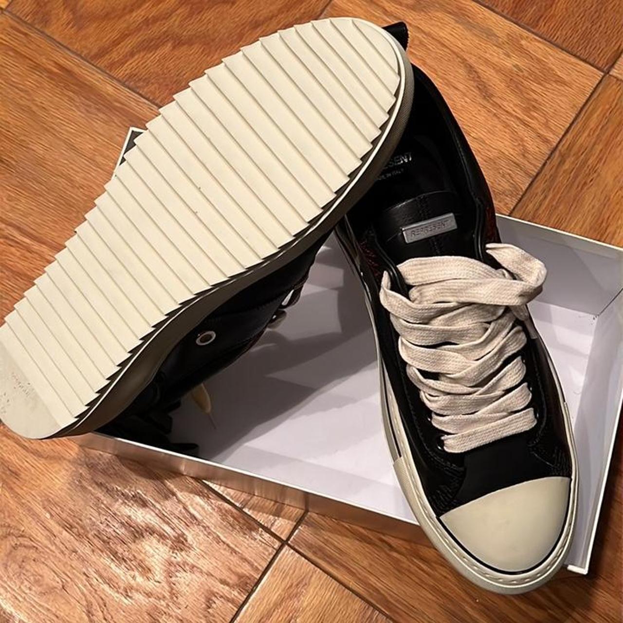 Represent Alpha Low Leather Trainers . Basically new... - Depop