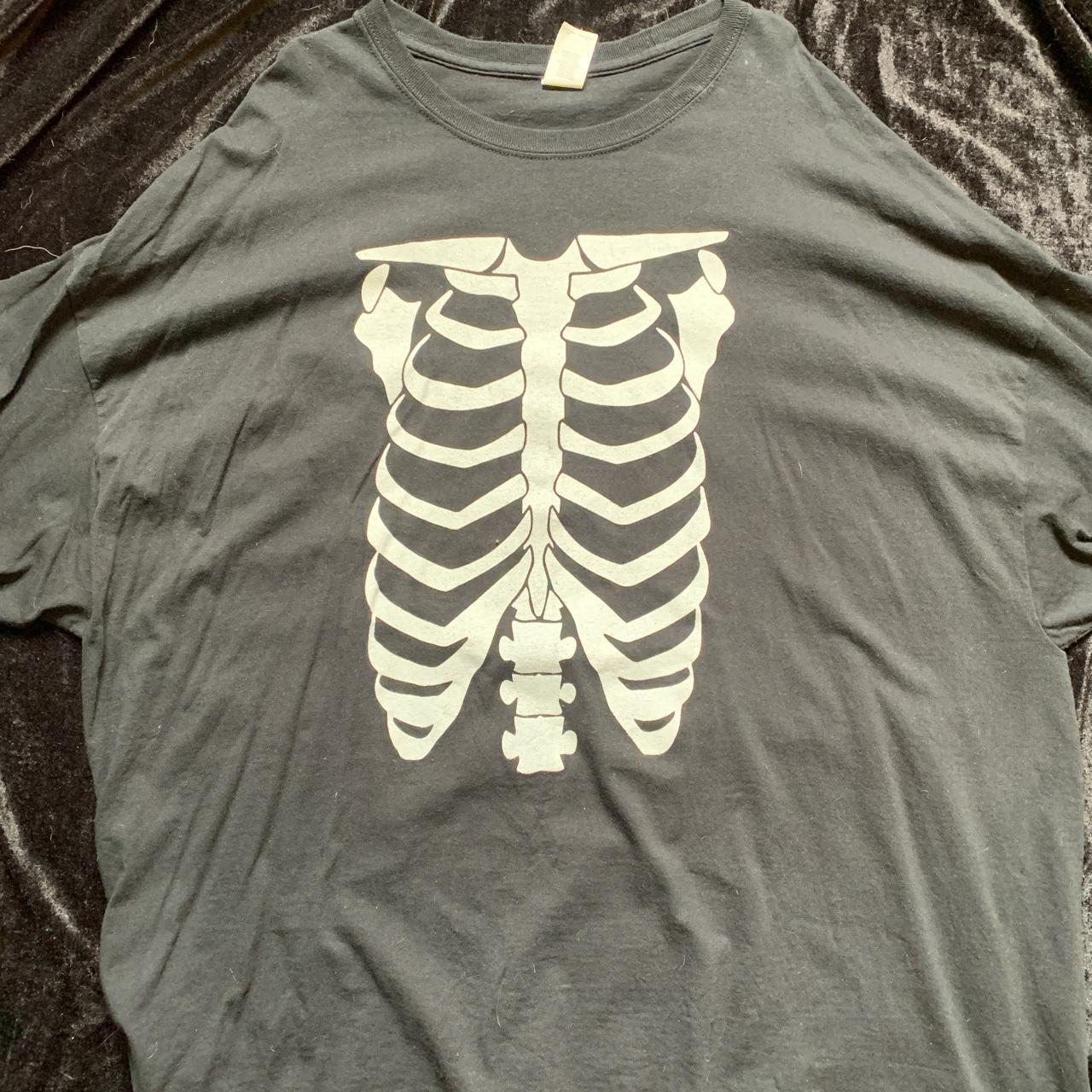 skeleton bones ribcage tshirt emo / mall goth /... - Depop