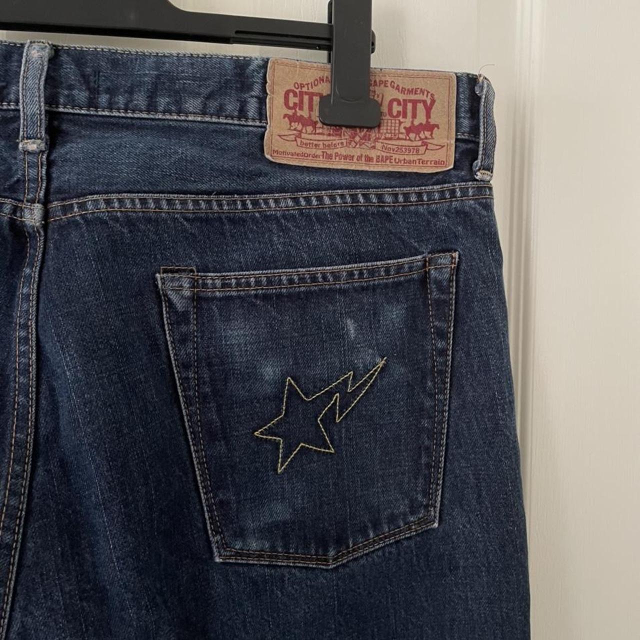 Bapesta jeans⭐️ The nicest dark blue bape jeans, 34W... - Depop