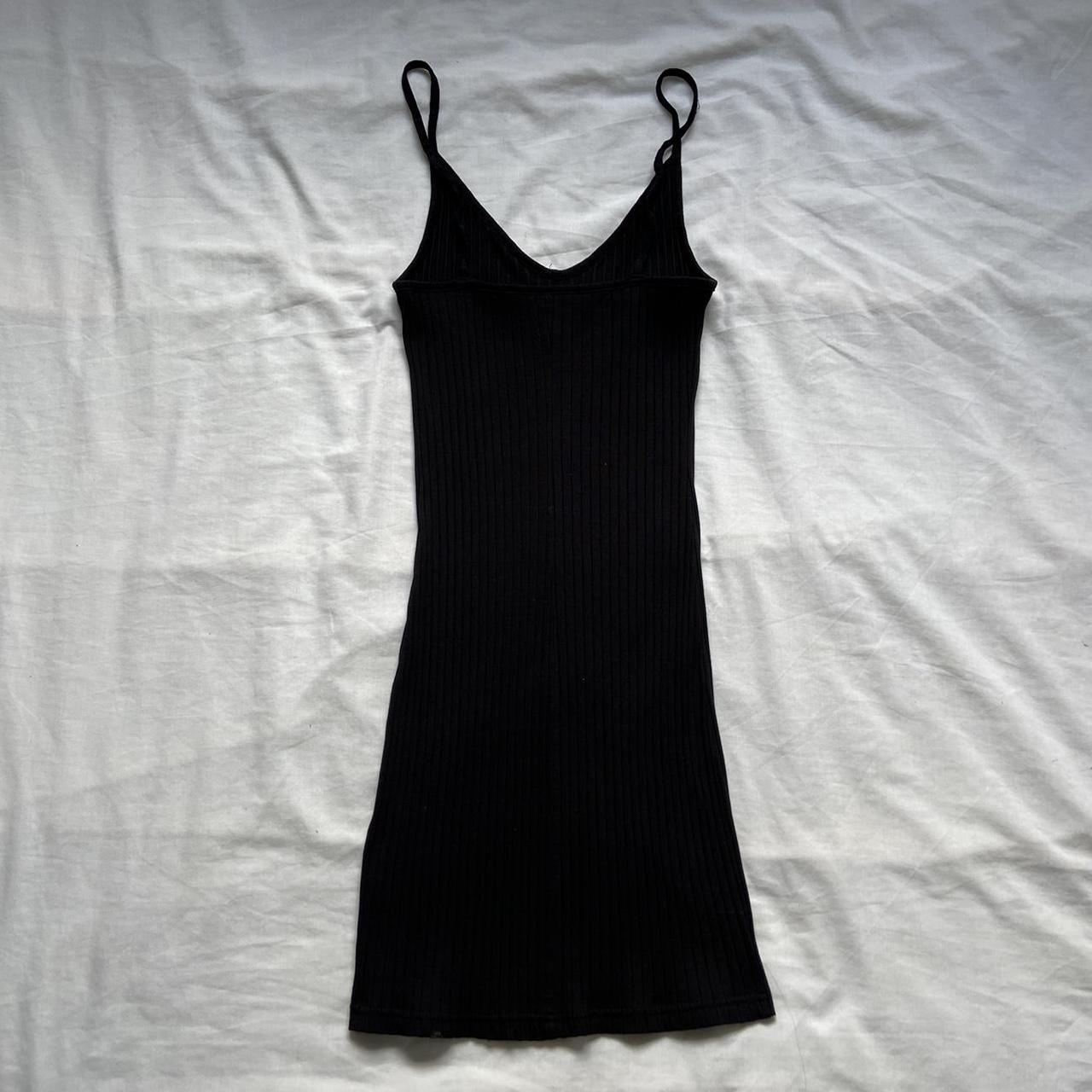 Black Strappy Mini Dress Ribbed Bodycon Dress Depop