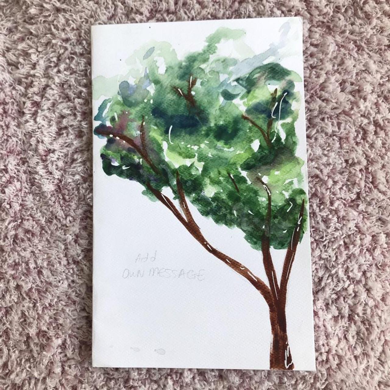 watercolour tree card handmade :) blank for own message - Depop