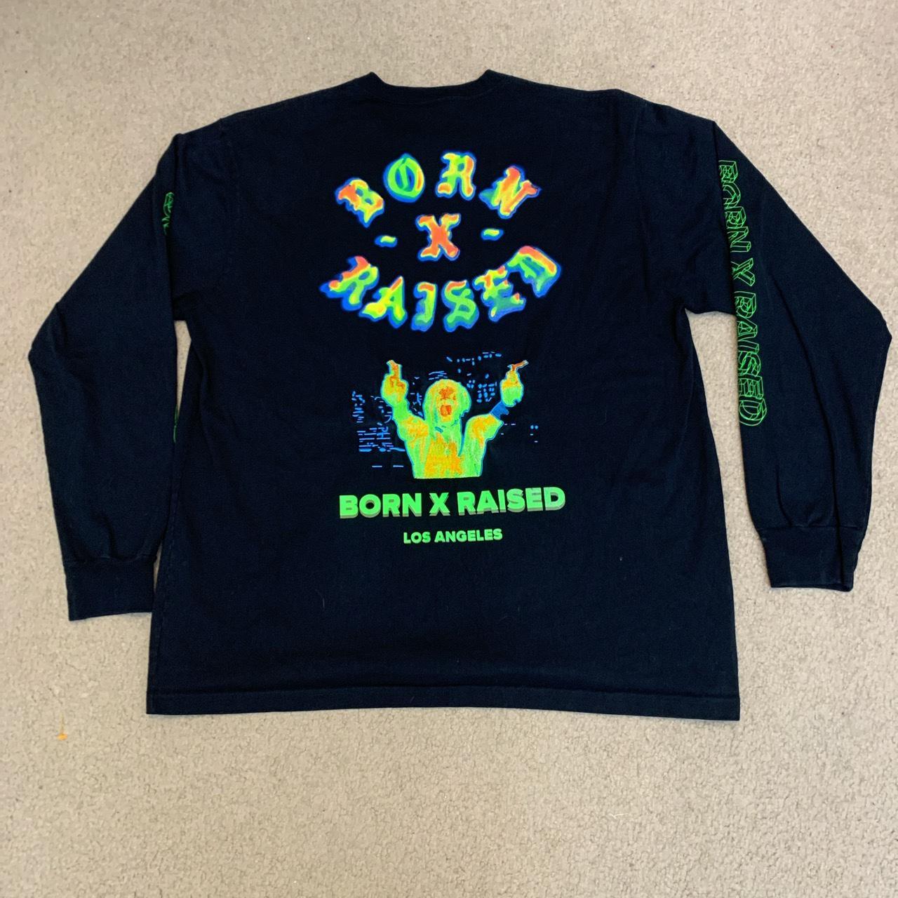 Born x Raised Men's Black and Green T-shirt | Depop