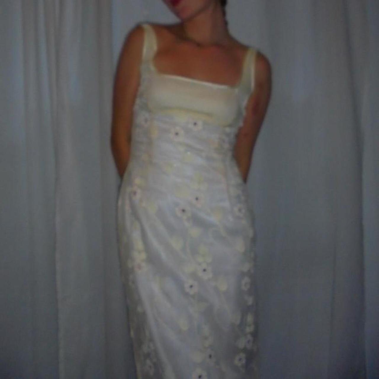 Designer cream dress with the prettiest lace ever.... - Depop