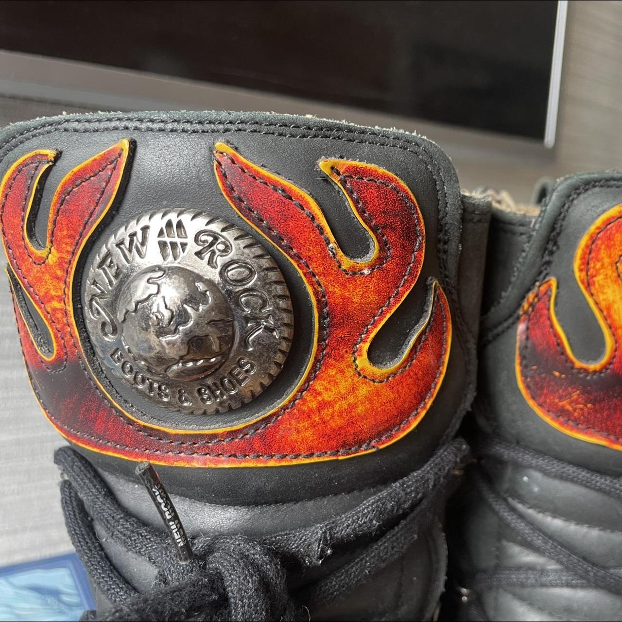 new rock flame heeled leather boots Zip up... - Depop