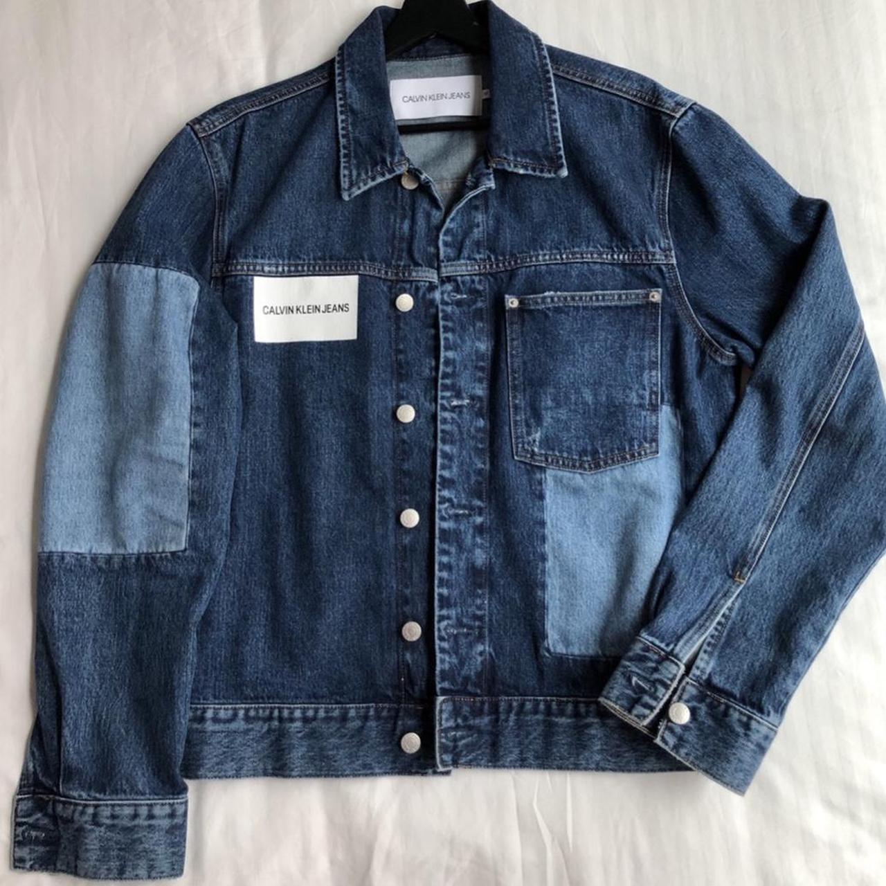 Calvin Klein patchwork denim jacket Perfect... - Depop
