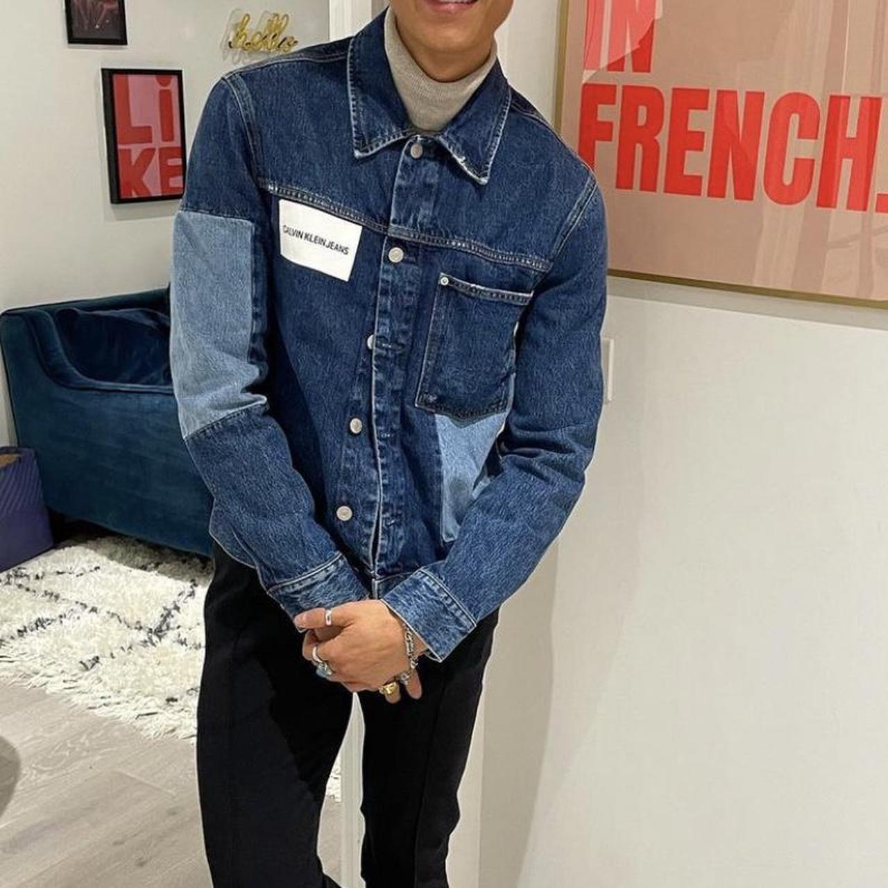 Calvin Klein patchwork denim jacket Perfect... - Depop