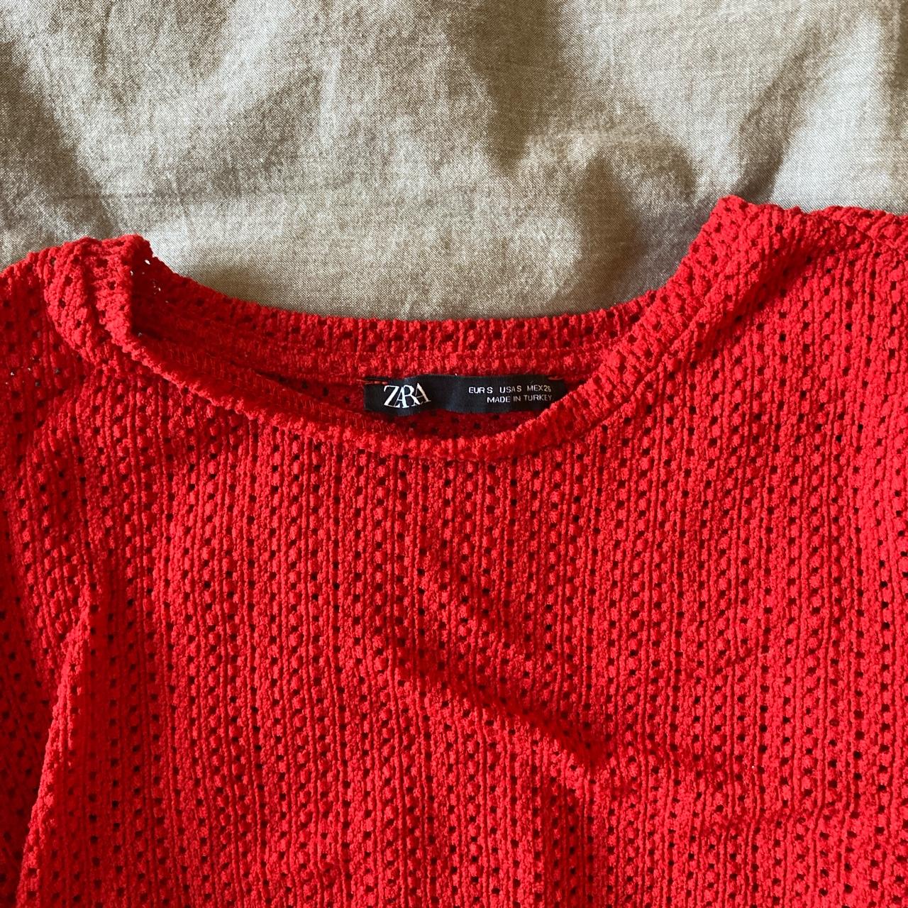 Mesh cropped top in a bright cherry red Free shipping - Depop