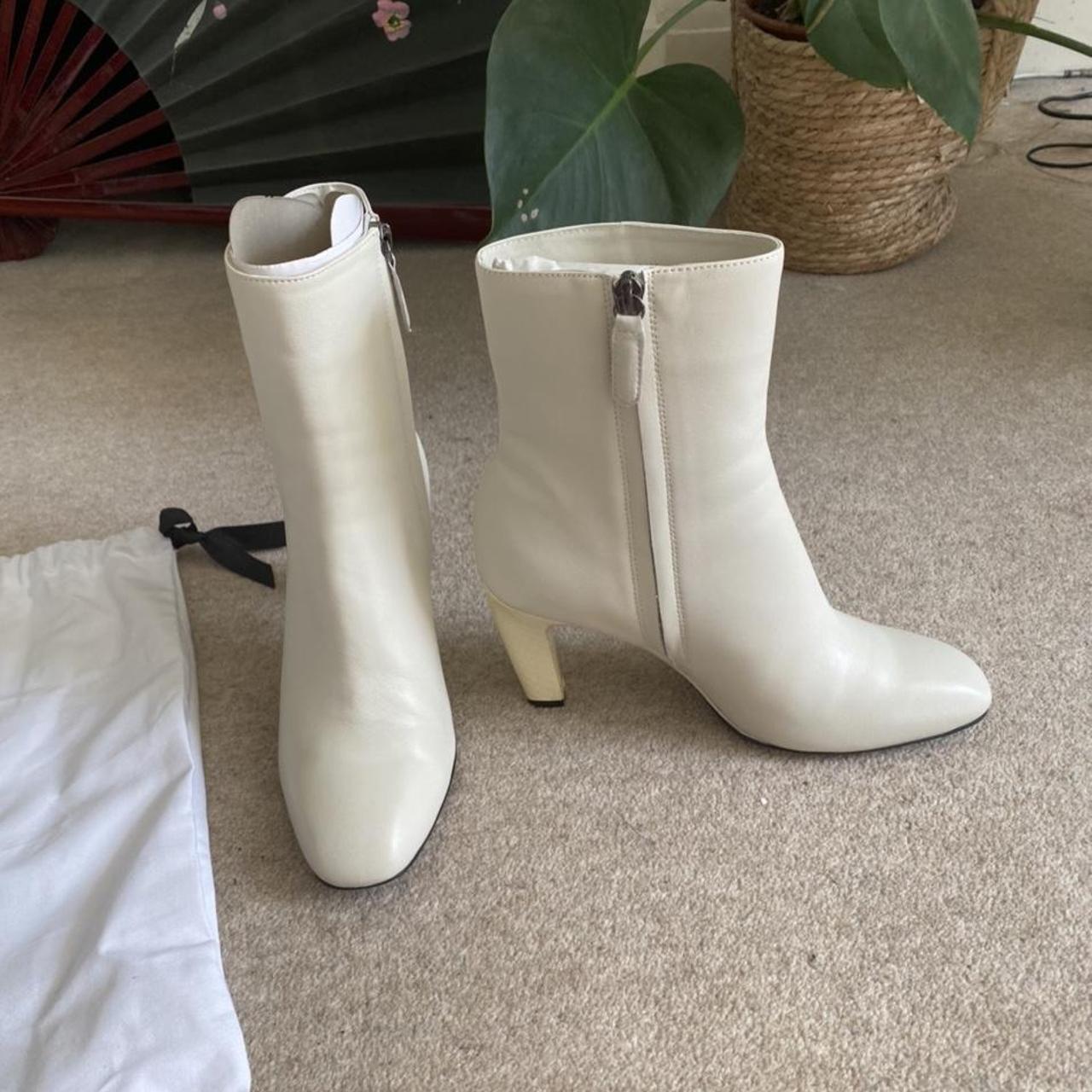 Beautiful, cream / off white, leather, heeled ankle... - Depop