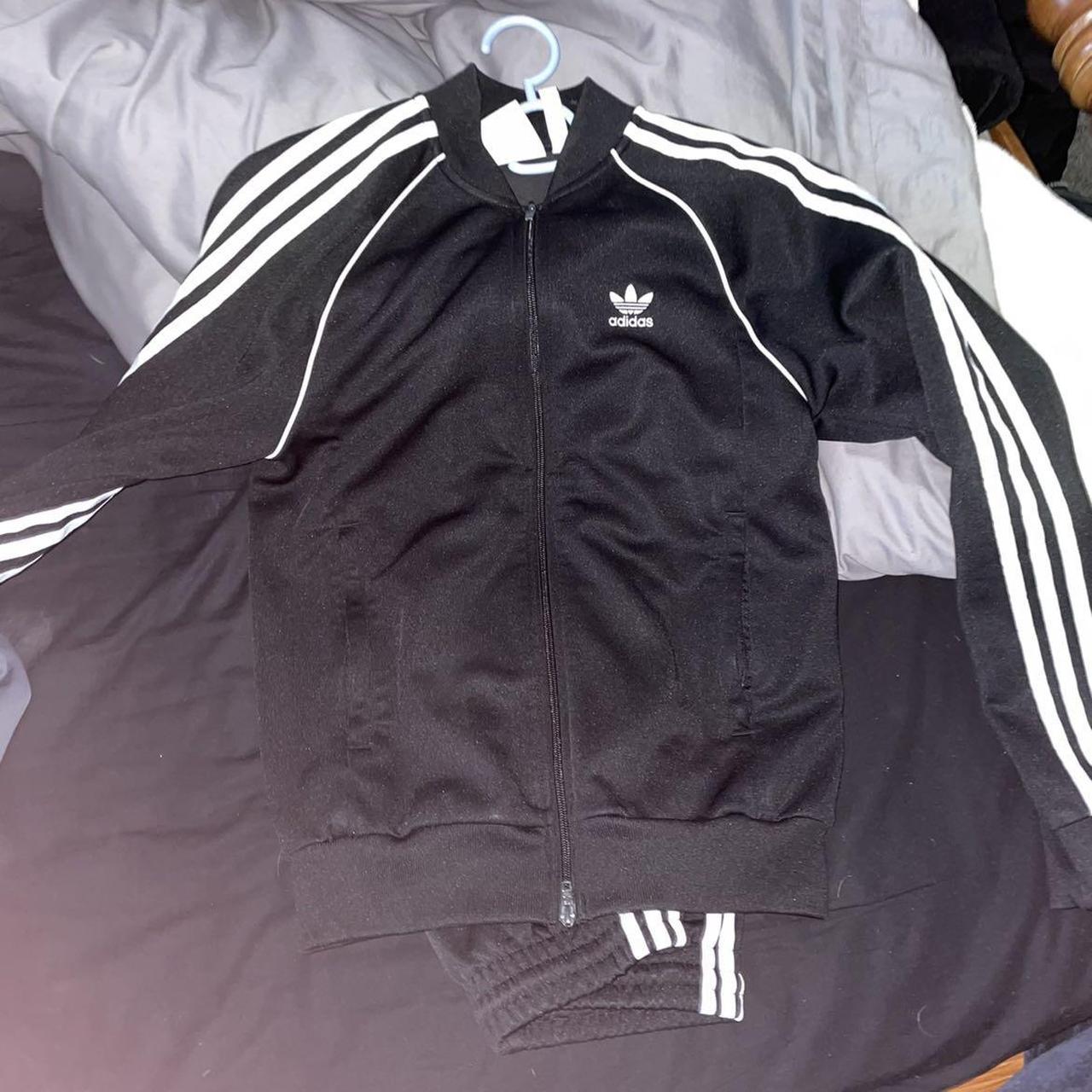 Black adidas tracksuit Small top Medium bottoms... - Depop