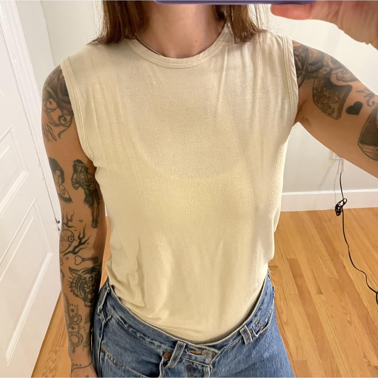 VINTAGE RALPH LAUREN BEIGE MUSCLE TEE. Color:... - Depop