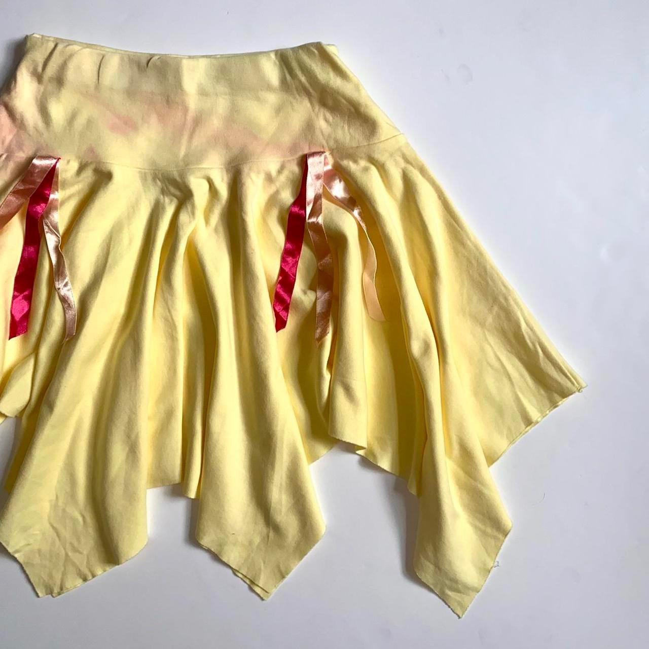 Yellow pixie fairycore y2k 90s asymmetric hanky mini... - Depop