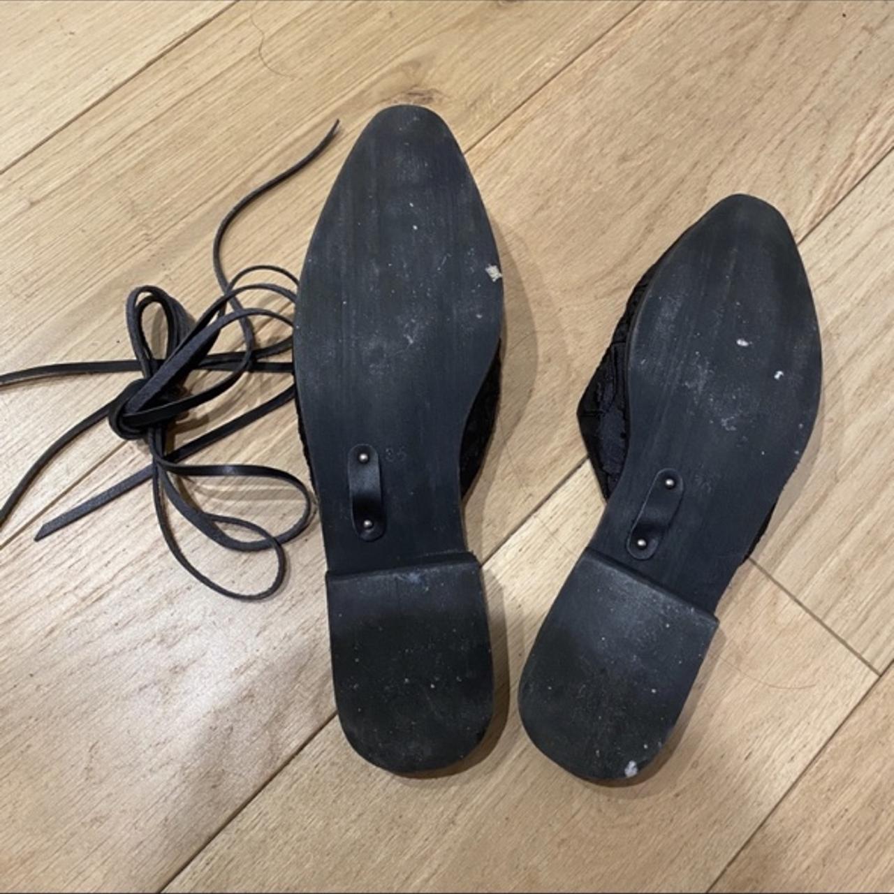 Pointed embroidery silk ballet strap wrap... - Depop