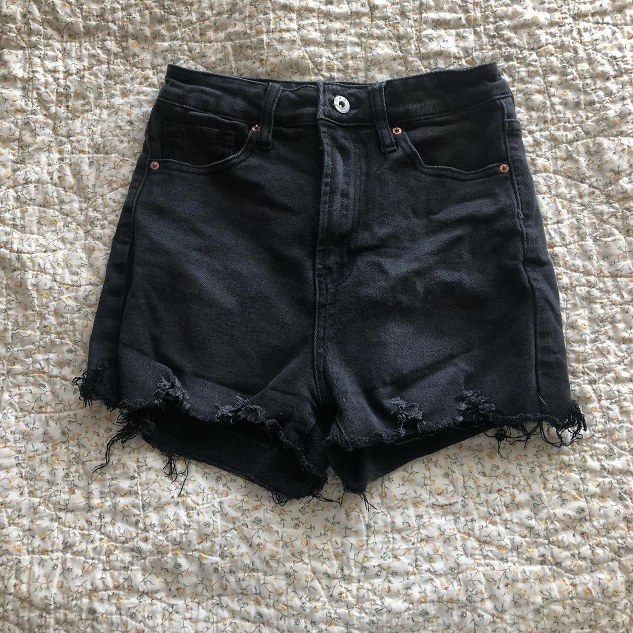 high rise black jean shorts! super cute staple... - Depop