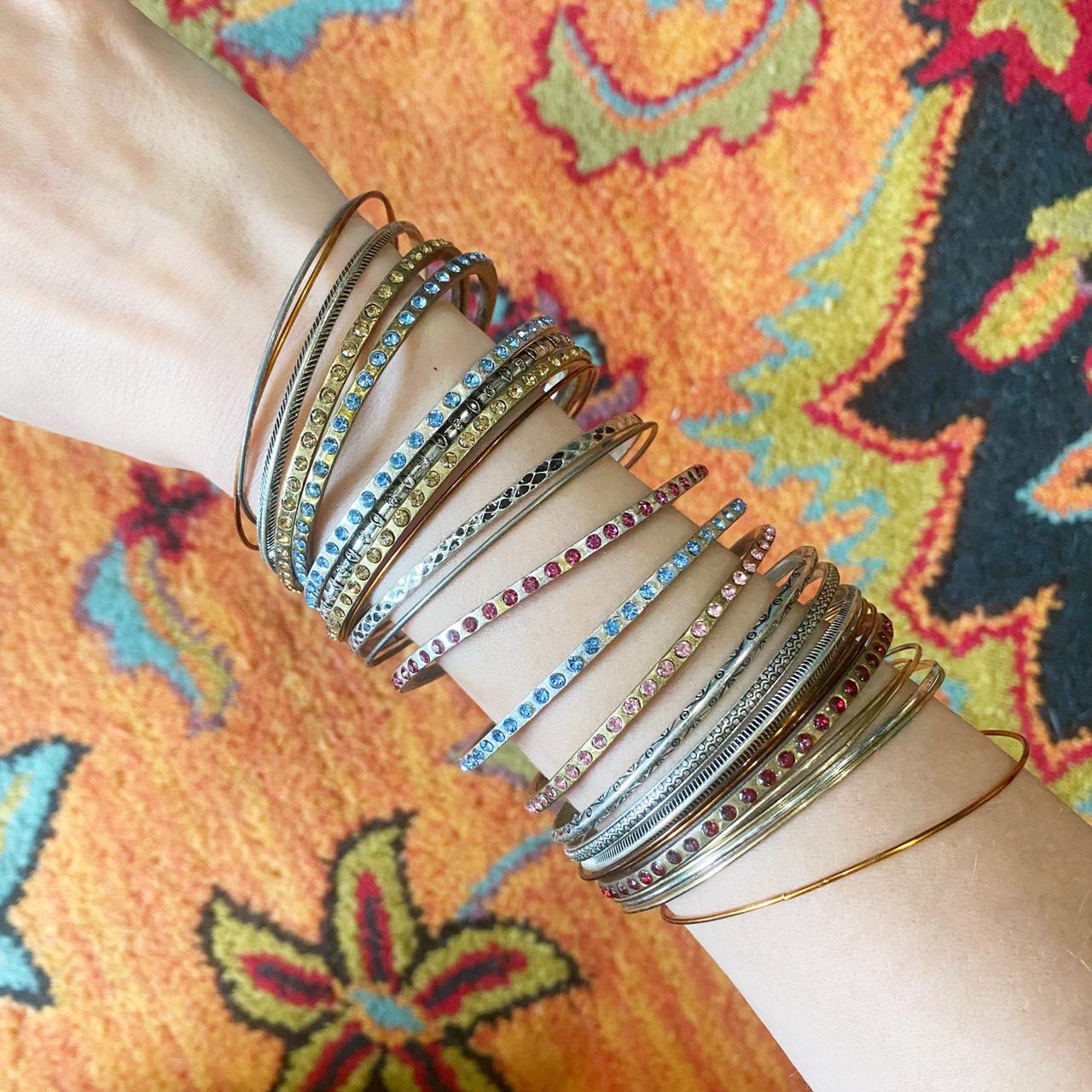 Vintage Y2K bangle bracelets 8 gemstone bangles 3... - Depop