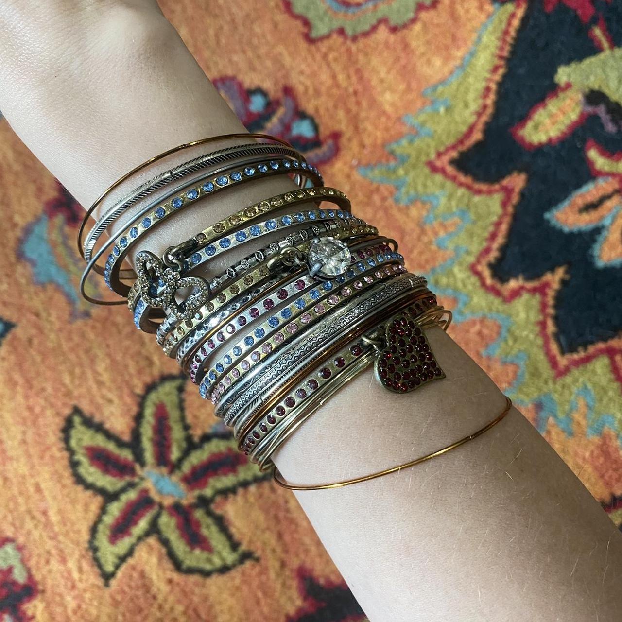 Vintage Y2K bangle bracelets 8 gemstone bangles 3... - Depop