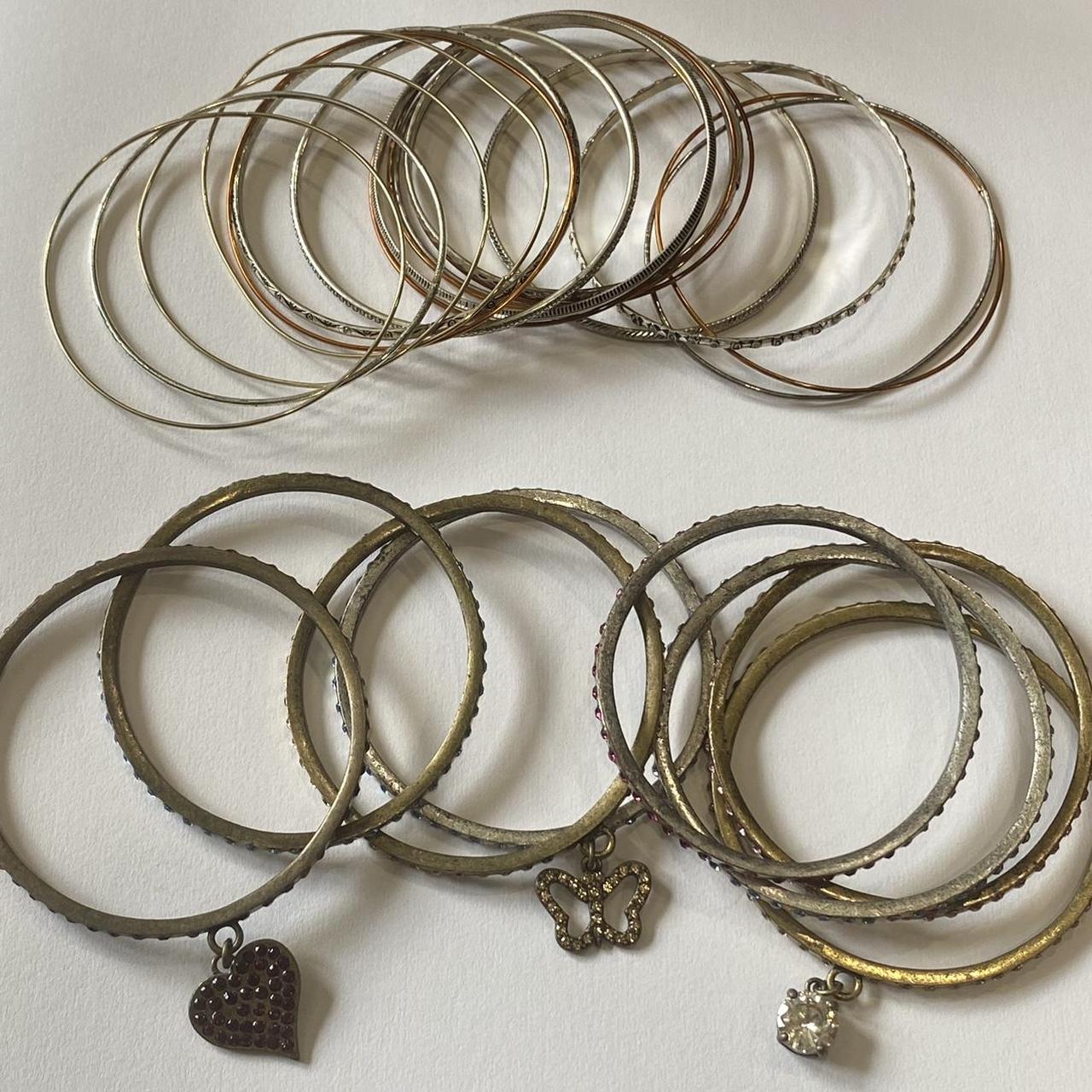 Vintage Y2K bangle bracelets 8 gemstone bangles 3... - Depop