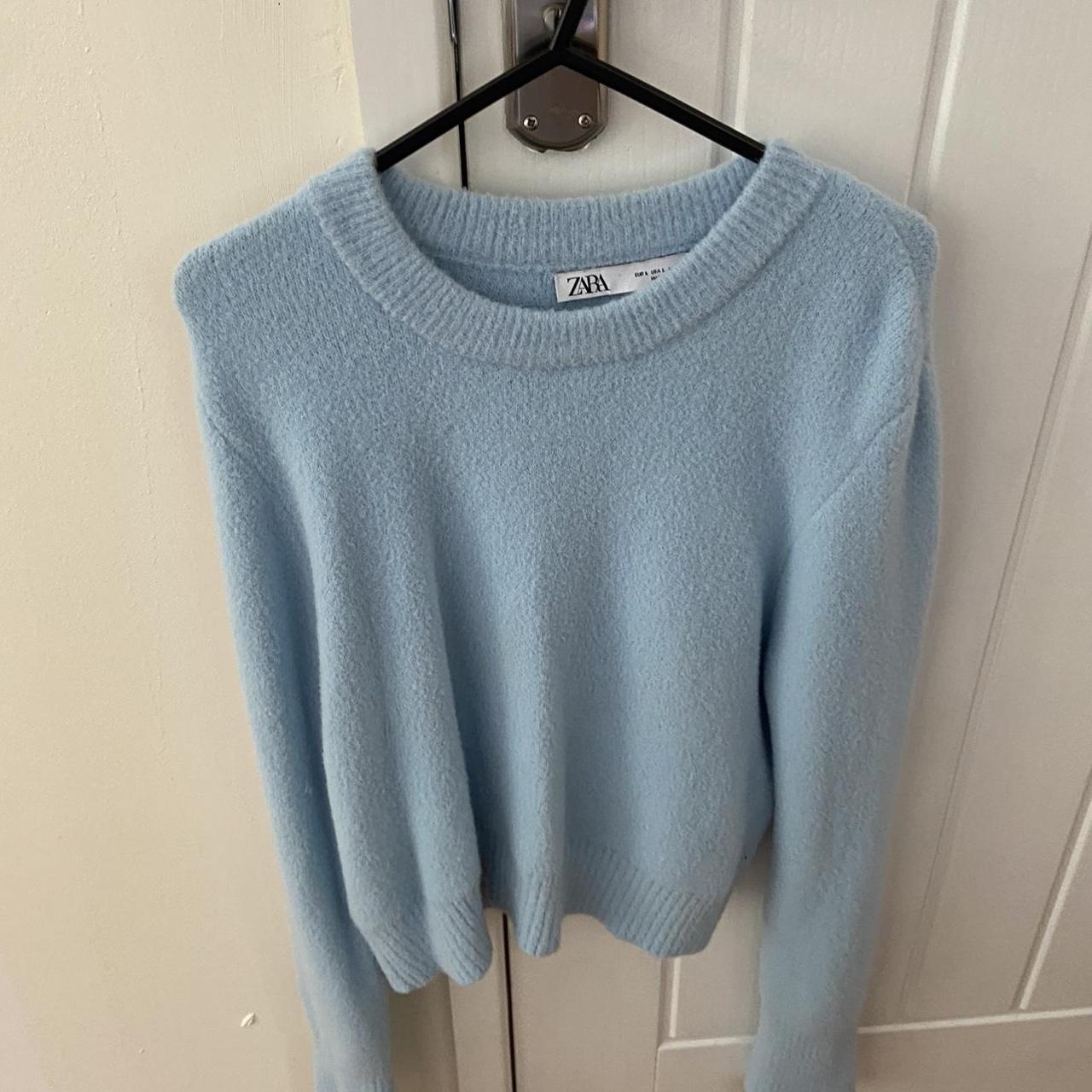 Zara Cropped Sweater In Light Blue This Is The Depop