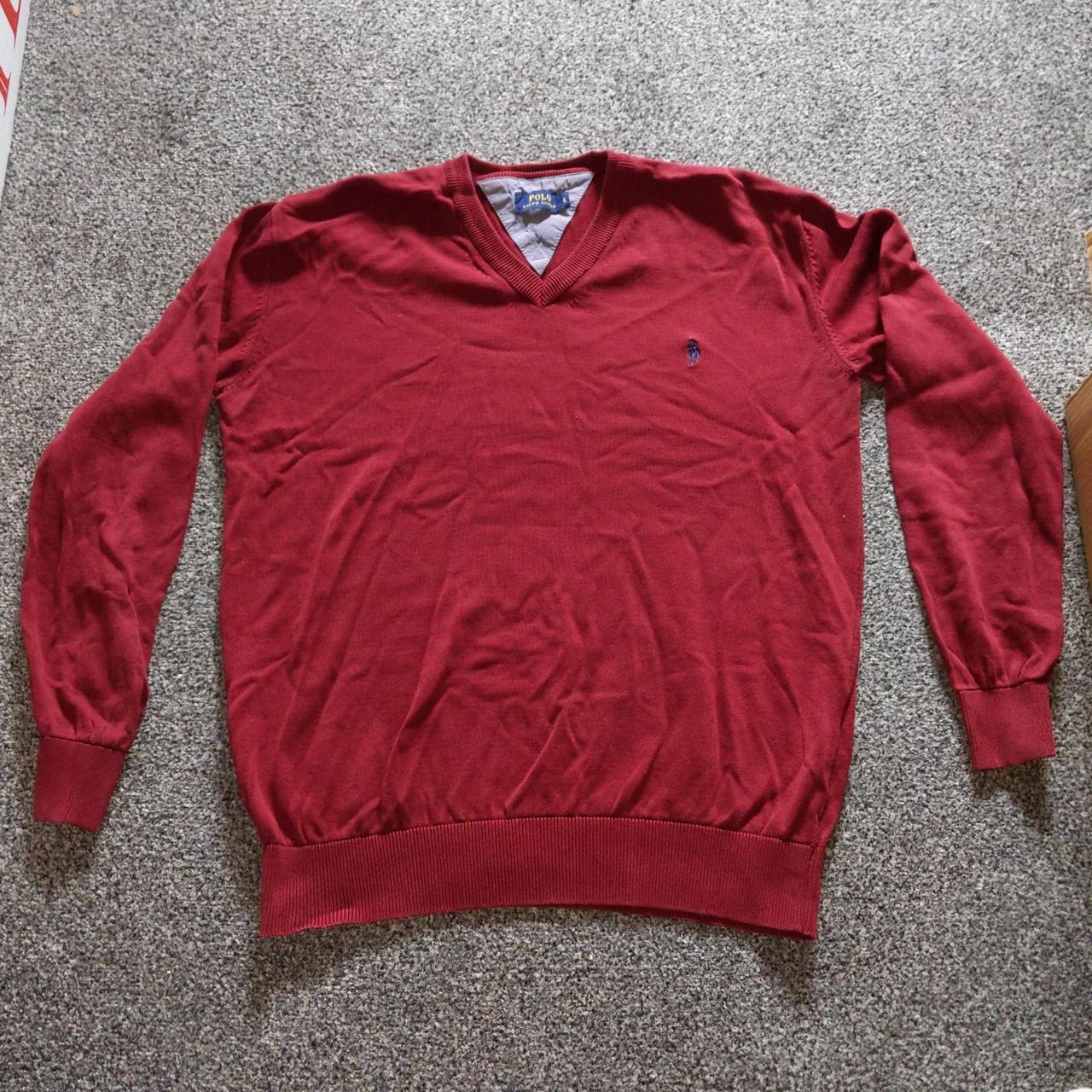 Dark red Ralph Lauren jumper size Large. Condition... - Depop