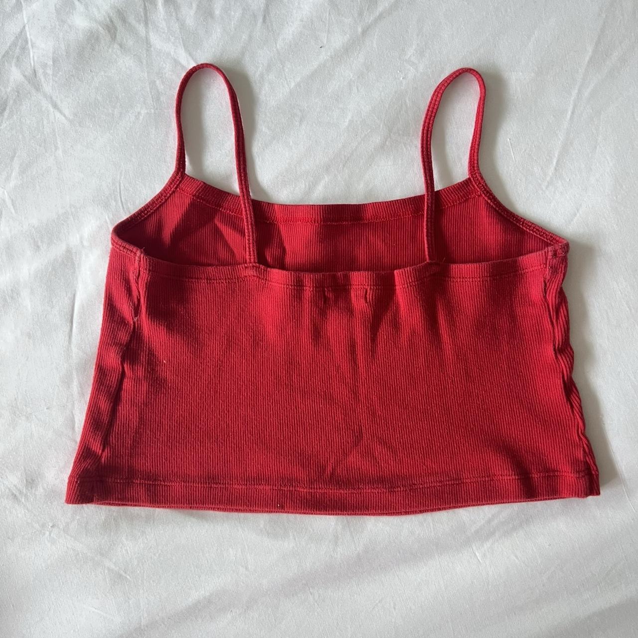 Red bamba crop top Size S Cotton ribbed material - Depop