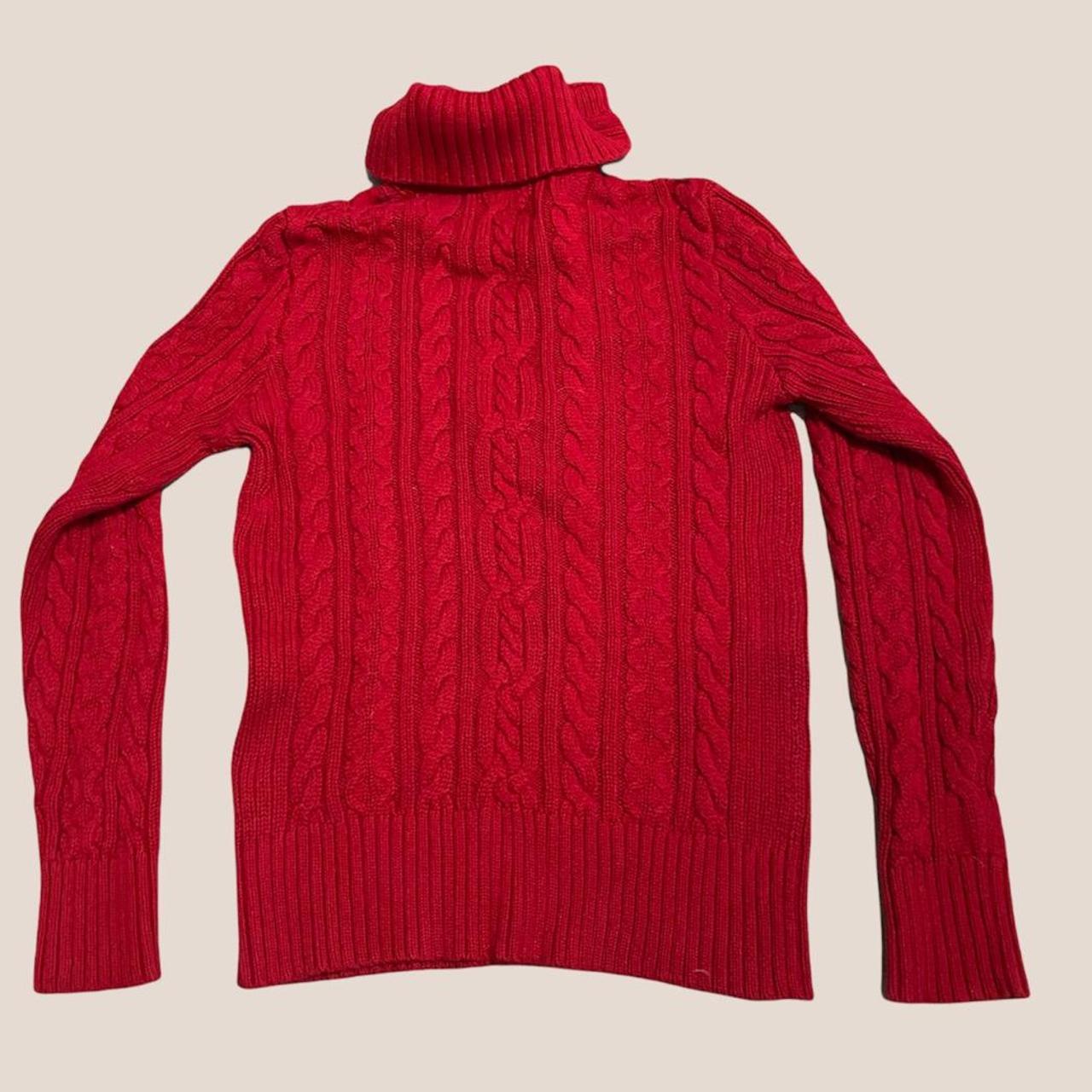 Ralph Lauren Red Cable knit quarter zip sweater Size... - Depop