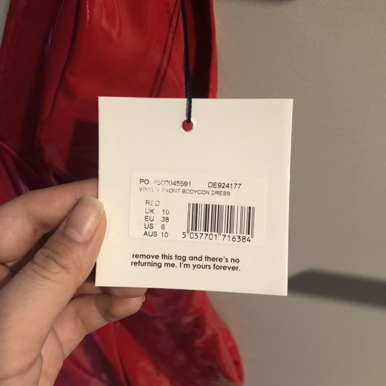 red vinyl dress from missguided with tag very... - Depop