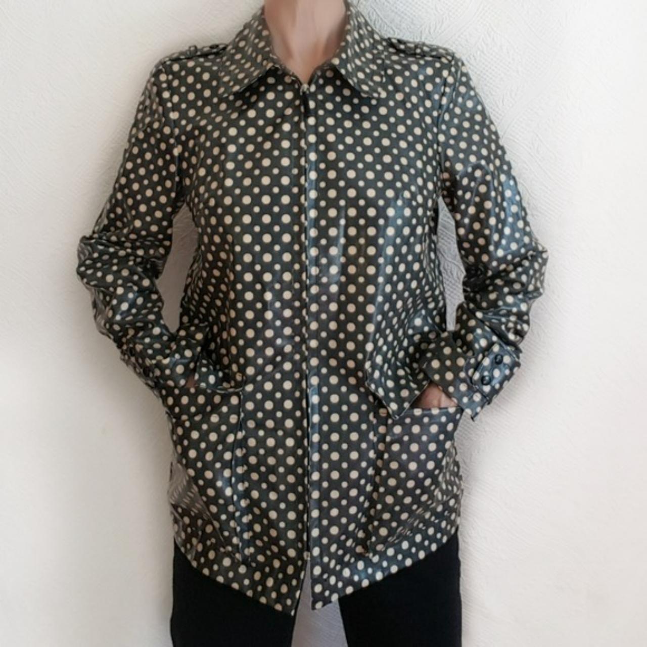 Polka Dot rain jacket coat Small Petite Twee... - Depop