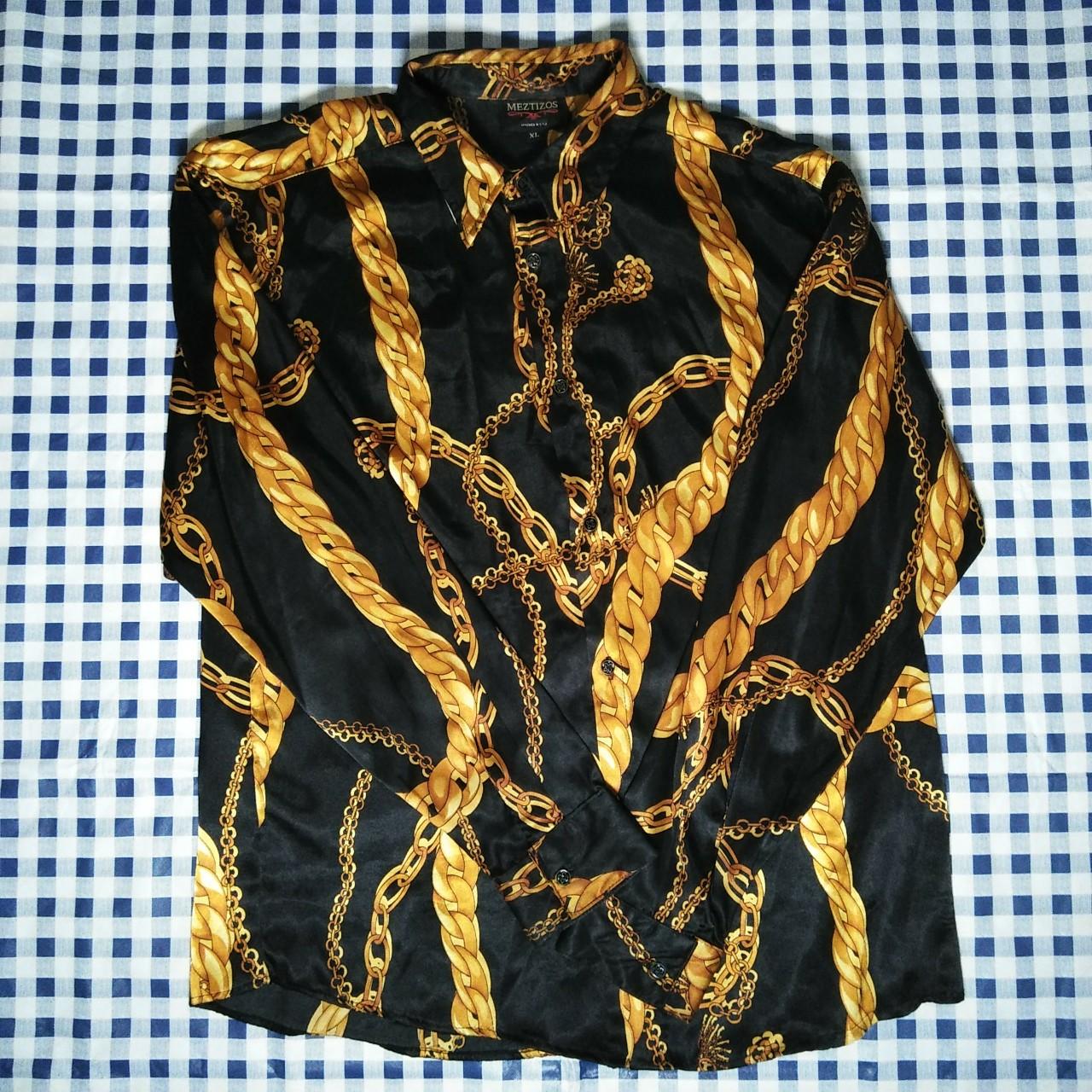 GOLD CHAIN SILKY long sleeve button down. 👕... - Depop