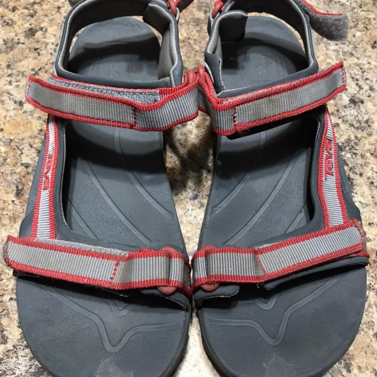 Teva Red and Grey Sandals | Depop