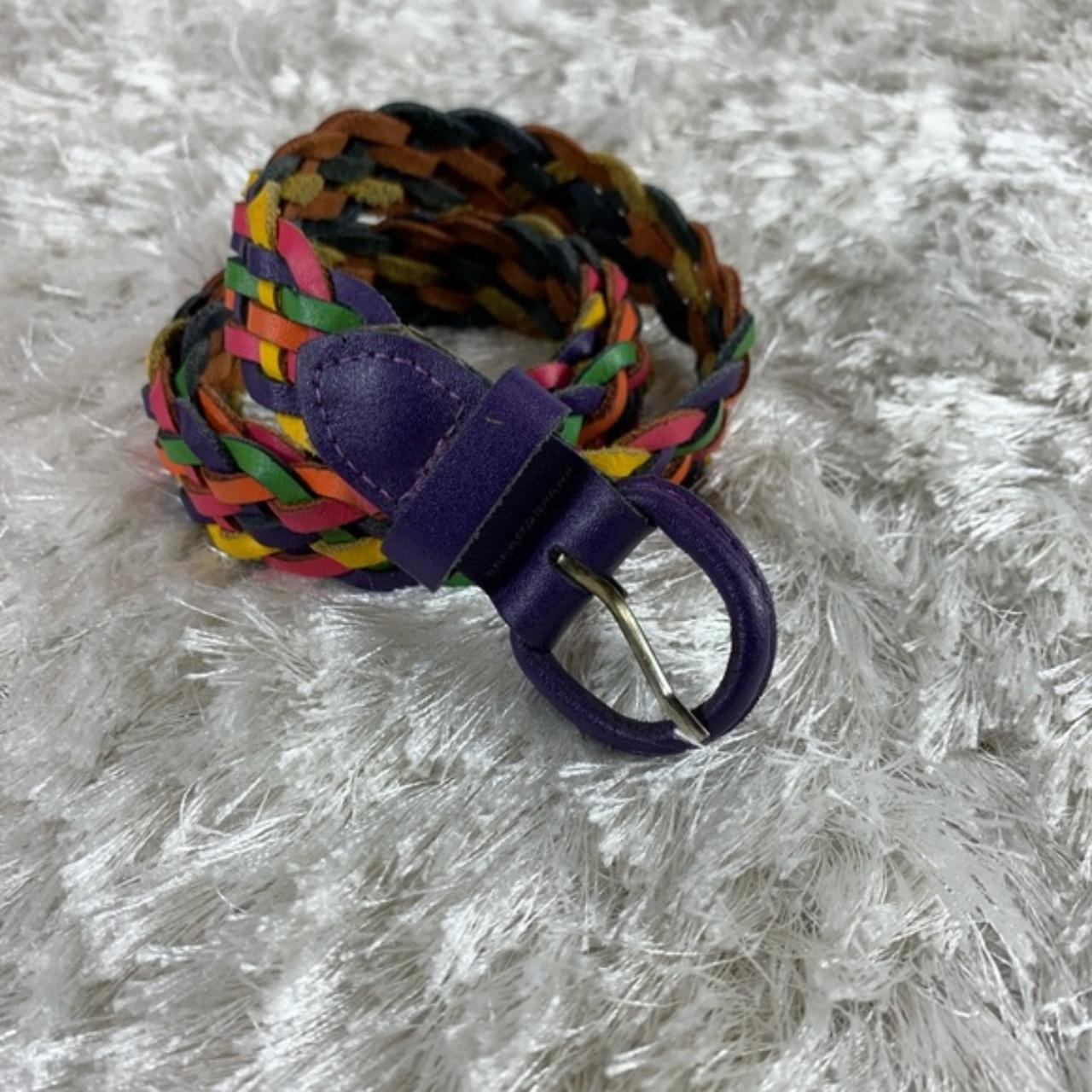 Multicolor Bright Braided Leather Belt Size... - Depop
