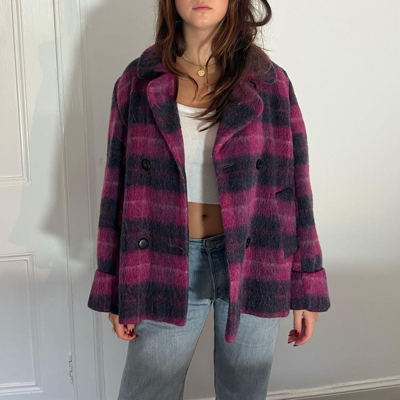 Coolest wool coat with pattern. Fall essential!... - Depop