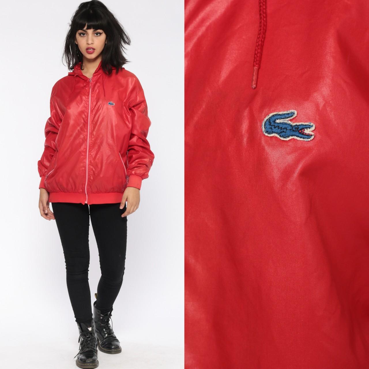 Vintage LACOSTE Red 70s 80s Men’s Medium Hooded... | Depop