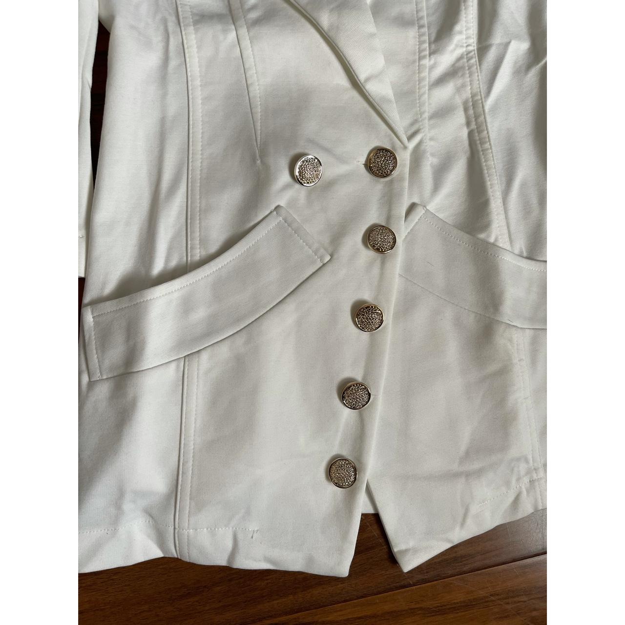 White blazer jacket 💜3/4 sleeves 💜button... - Depop