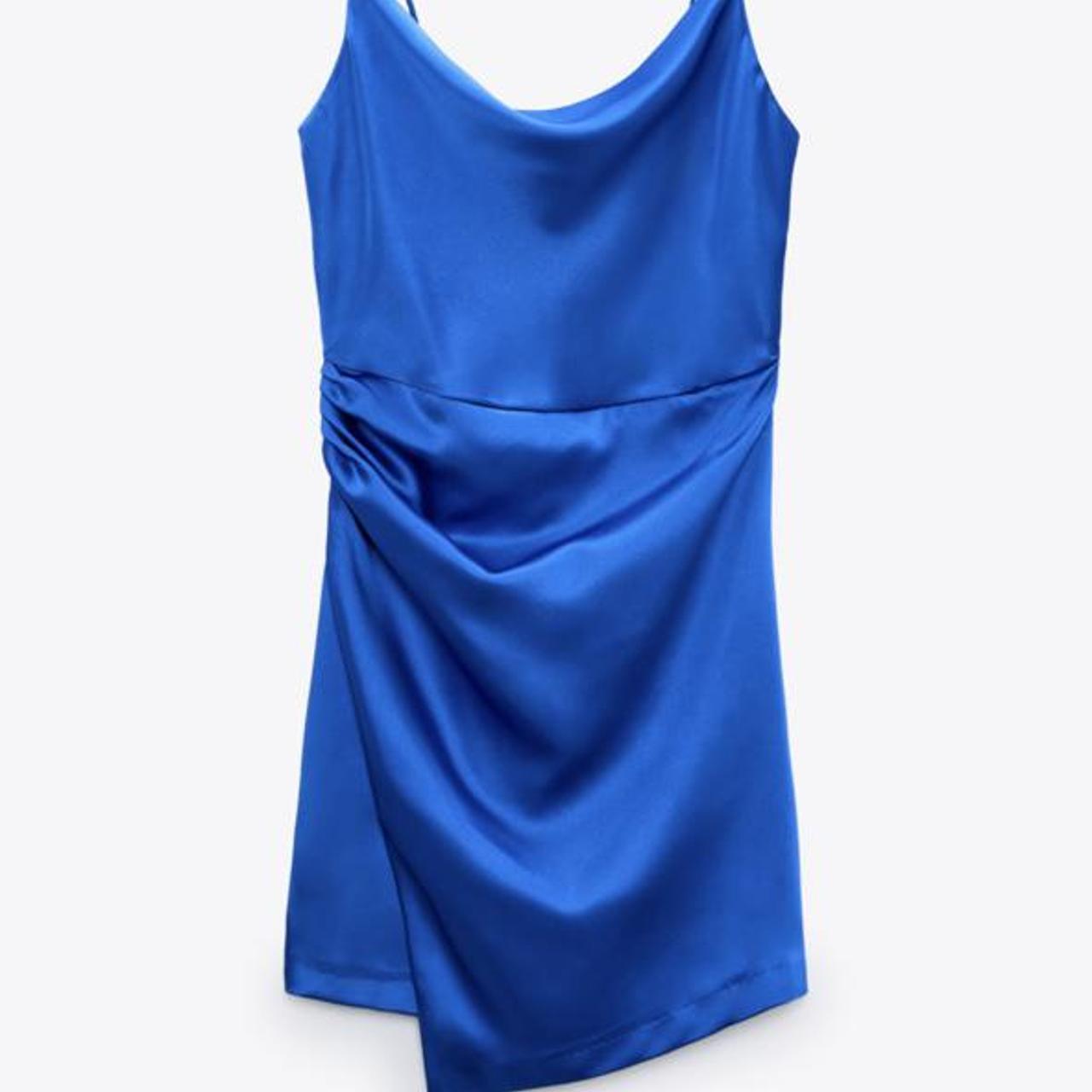 Royal blue Zara Dress Draped style royal blue zara... - Depop