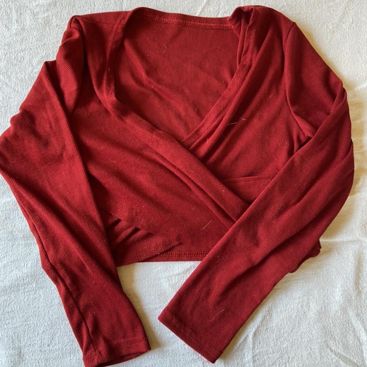 ️ DEEP RED WRAP AROUND TOP ️ looks brighter on... - Depop