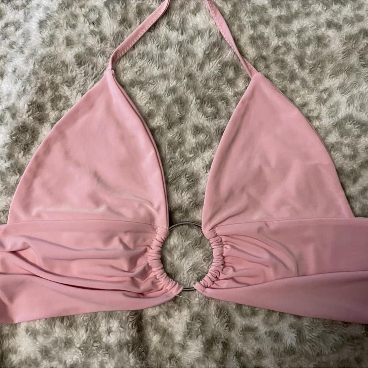 baby pink detail ring bralet only worn once really... - Depop
