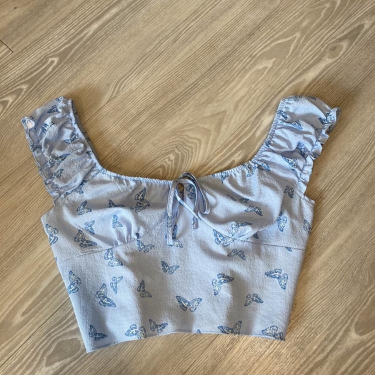 Primark Women's Blue and Navy Crop-top | Depop
