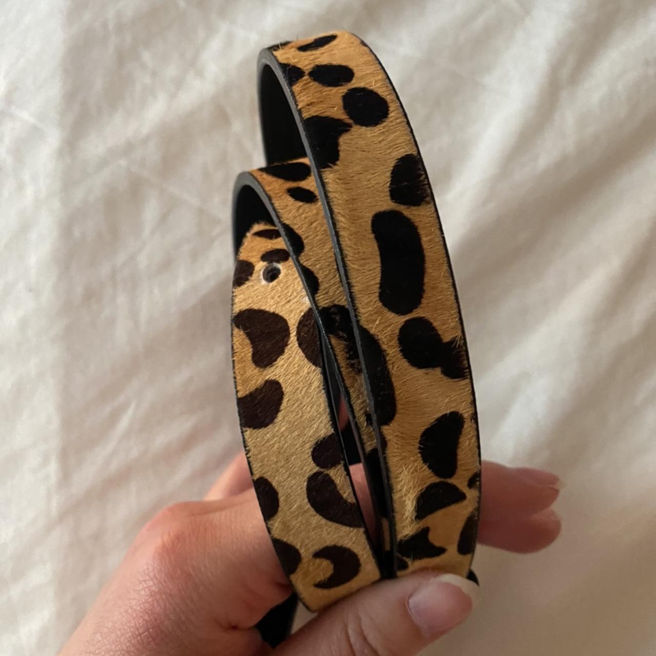the limited leopard print ponyhair skinny belt with... - Depop